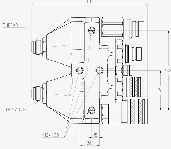 Faster | Auxiliary Lines Block (3+2 HF ports) | Castings with 5 ...